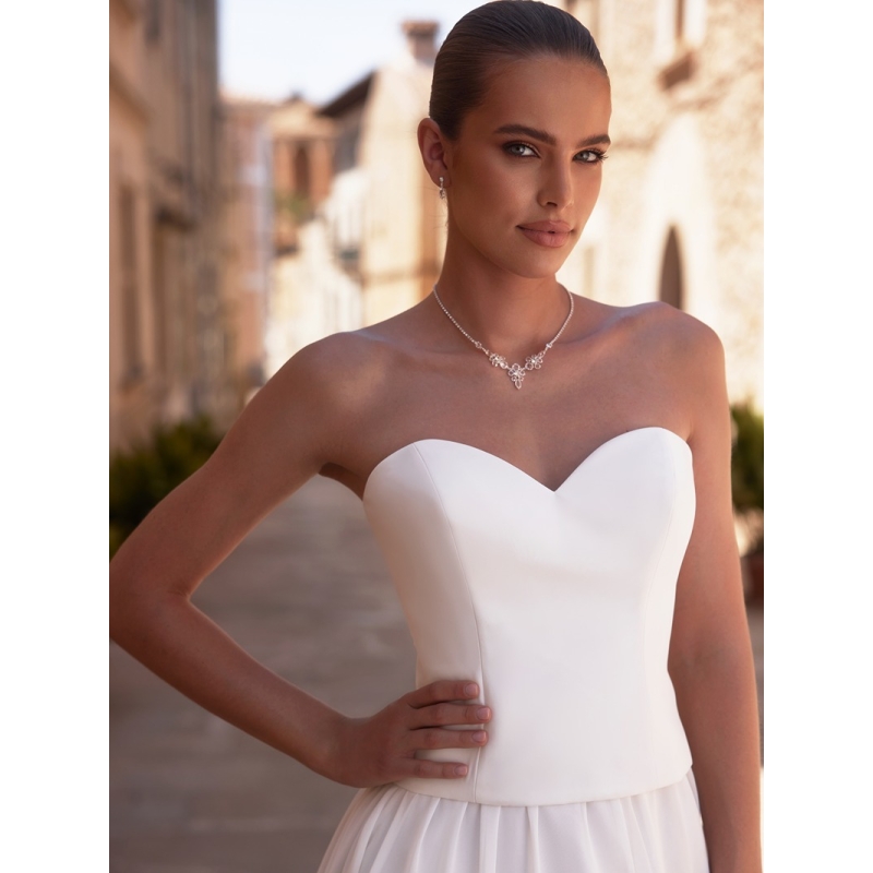 E448 Bridal Corset Top - Chiffon Elegance for Brides